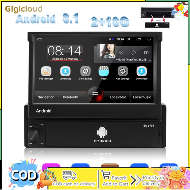 Android 9.1 1 Din Car Radio Gps Navigation 7-inch Hd Retractable Screen System 2+16g Multimedia ...