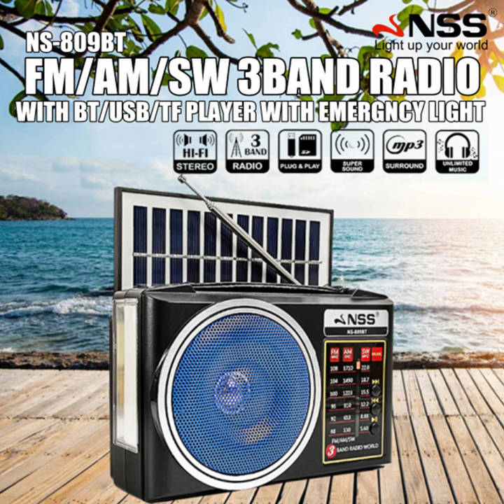 NSS - FM/AM/SW 3 Band Radio With BT/USB/TF Music Player With Emergncy ...