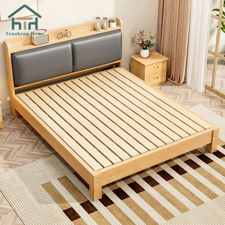 Solid wood bed modern and simple all solid wood 1.2 meters and 1.5 ...