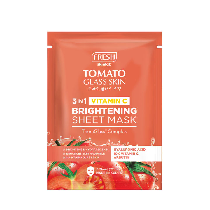 Fresh Skinlab Tomato Glass Skin 3in1 Vitamin C Brightening Sheet Mask ...