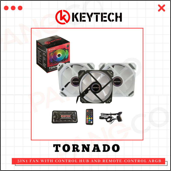 Keytech White Tornado 3in1 Fan with Control Hub and Remote-Control ARGB ...
