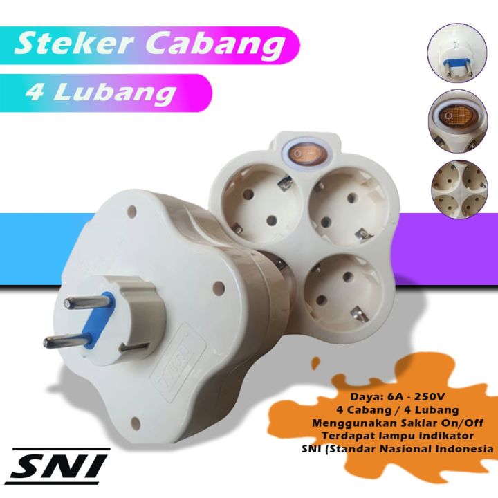 ELINK Colokan Listrik 4 Arah Steker 4 Lubang - Stopkontak Cabang 4 ...