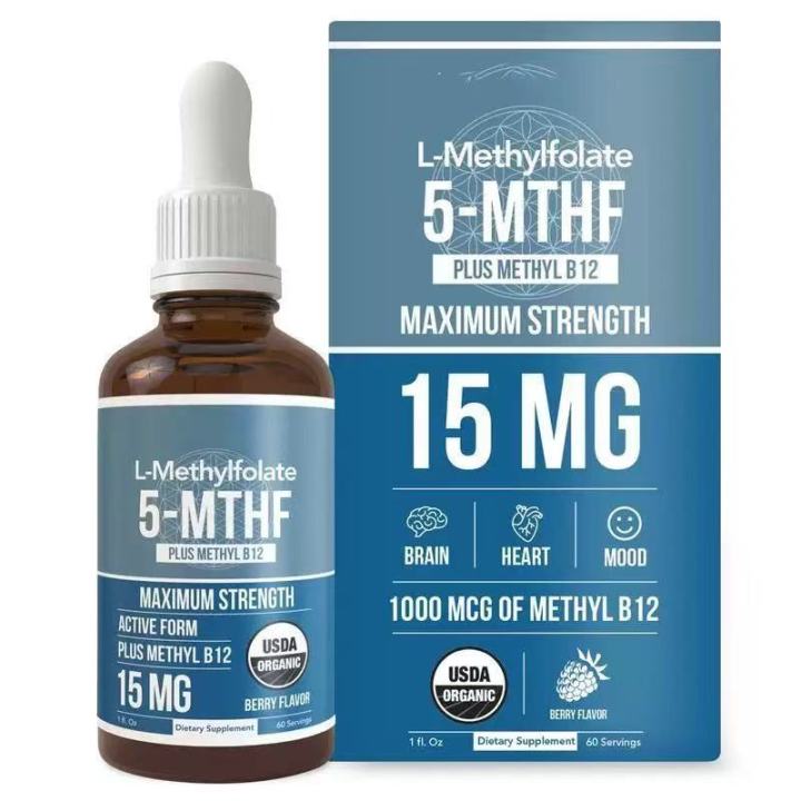 Vitamin B12 Folic Acid Drops L Methyl Folate 15mg + B12 Cofactor ...
