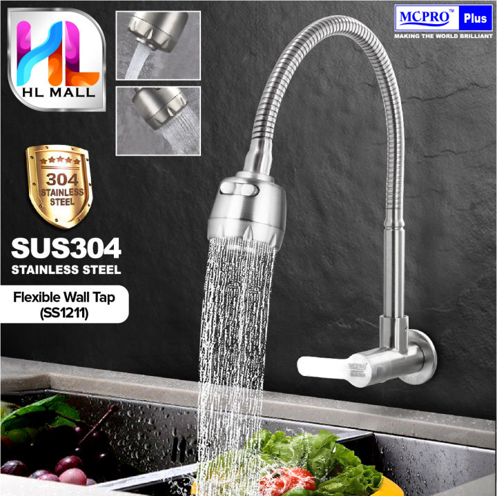 MCPRO Plus Stainless Steel SUS304 Kitchen Faucet FLEXIBLE WALL WATER ...