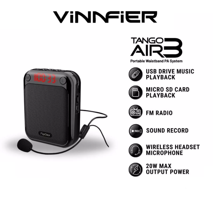 Vinnfier VF Tango Air 3 Portable Wireless Microphone PA System Sound ...