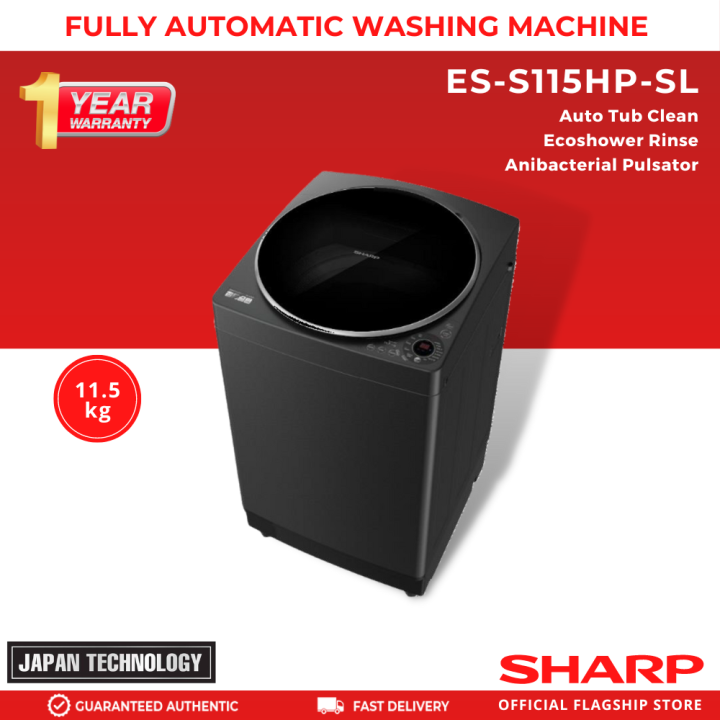Sharp ES-S115HP-SL 11.5kg No Holes Tub Fully Automatic Washing Machine ...