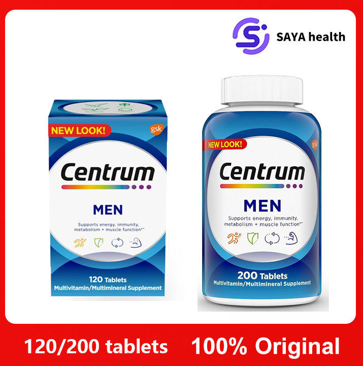 Centrum Multivitamins Men Multimineral Health Supplement 120 Tablets ...