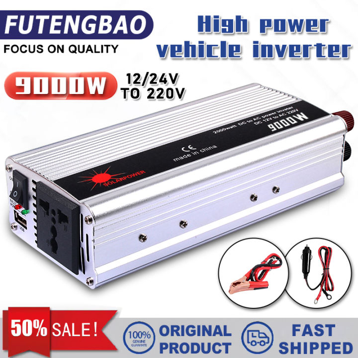 Car Power Inverter 12V to 220V DC to AC 9000W Peak Power Converter Car ...