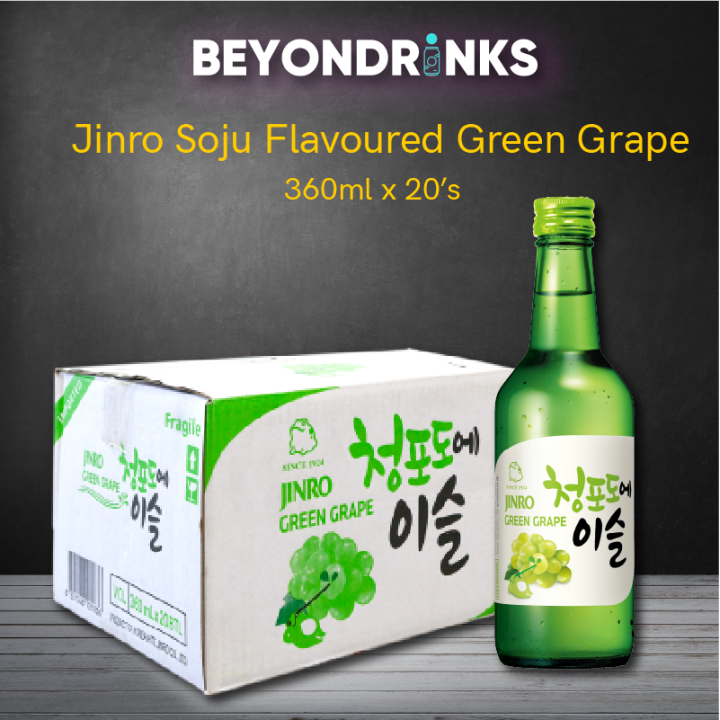 Jinro Flavoured Soju | Green Grape | 360ml x 20's (Authentic Korean ...