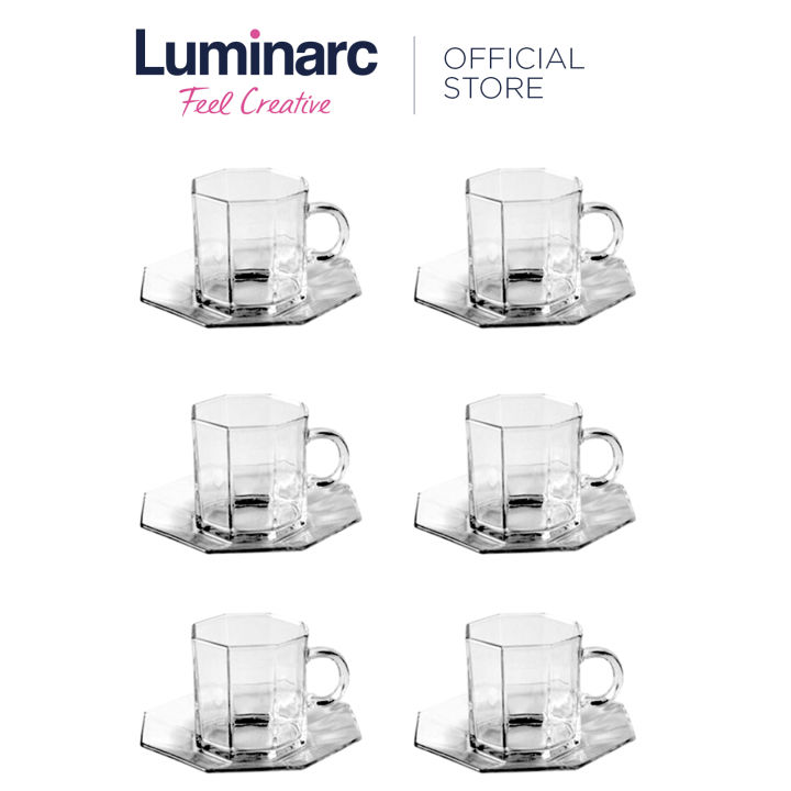 Luminarc Octime 6pairs 22cl Coffee Cup and Saucer Set Glass ...