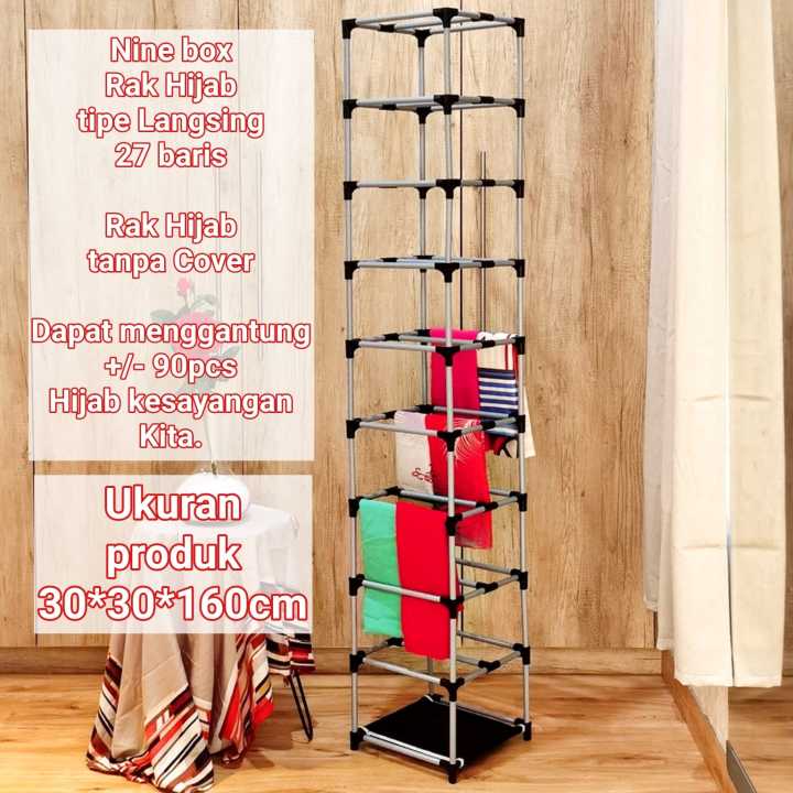 NINE BOX RAK HIJAB JILBAB 27 SUSUN MODEL LANGSING MUAT BANYAK HEMAT ...