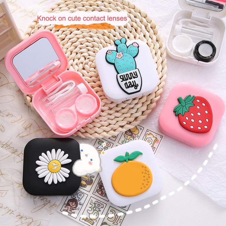 F.six Cute Pattern Contact Lens Case Cartoon Girl Dinosaur Vegetable ...