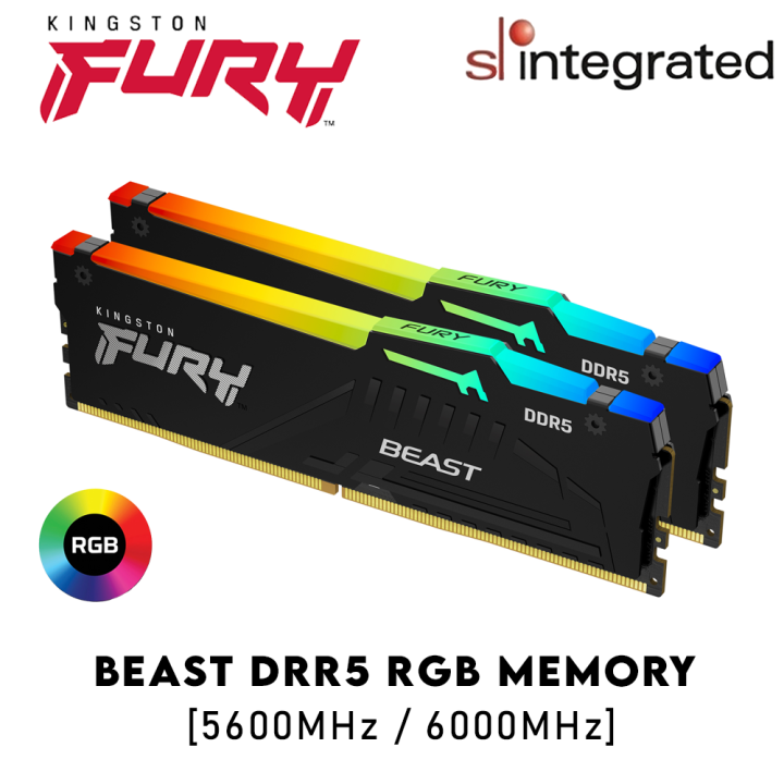 Kingston FURY Beast DDR5 RGB Desktop Gaming Memory RAM - 5200MHz/5600MHz/6000MHz | Lazada