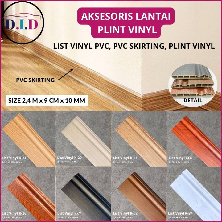 Plint Vinyl PVC (2,4M x 9 cm x 10 mm) Plank Pvc List Vinyl Skirting ...