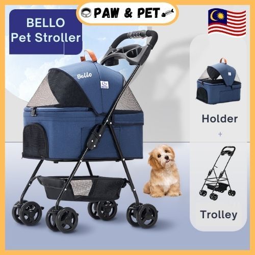 BELLO Original Pet Stroller 2in1 Foldable Design Carrier Holder Outdoor ...