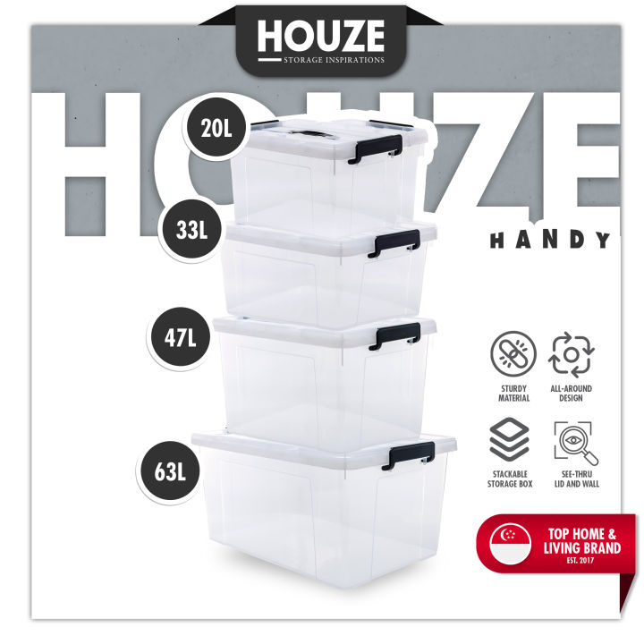 [HOUZE] 'HANDY' Handheld Storage Box 4 Sizes 20L|33L|47L|63L (Clear ...