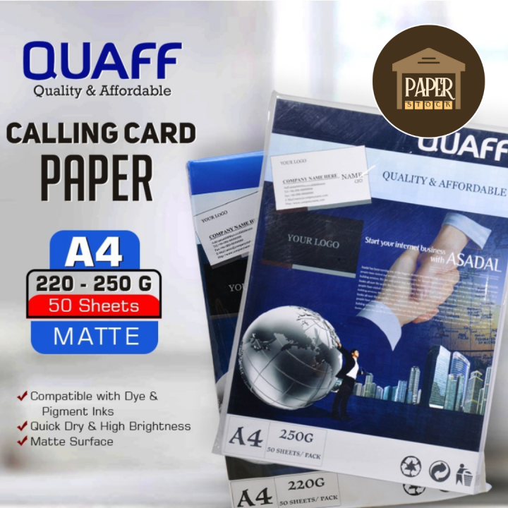 QUAFF Calling Card Paper MATTE/SMOOTH/GLOSSY 30MIC A4 SIZE (100 PCS) by ...