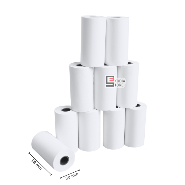 Kertas Thermal 58mm ukuran 58x30mm isi 10 Roll / Receipt Struk Thermal ...