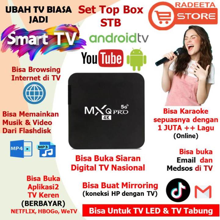 SET TOP BOX STB ANDROID - MXq Pro MENGUBAH TV BIASA JADI SMART TV ...