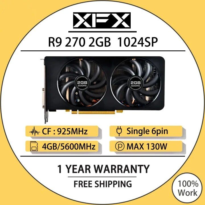 USED XFX R9 270 2GB Graphics Cards AMD Radeon R9 270A 270 2GB Video ...