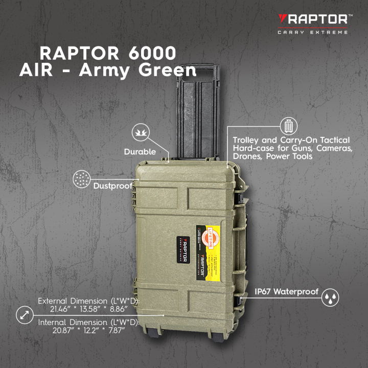 Raptor 6000 Air Trolley and Carry-On Hard Case (Waterproof/Dust-proof ...