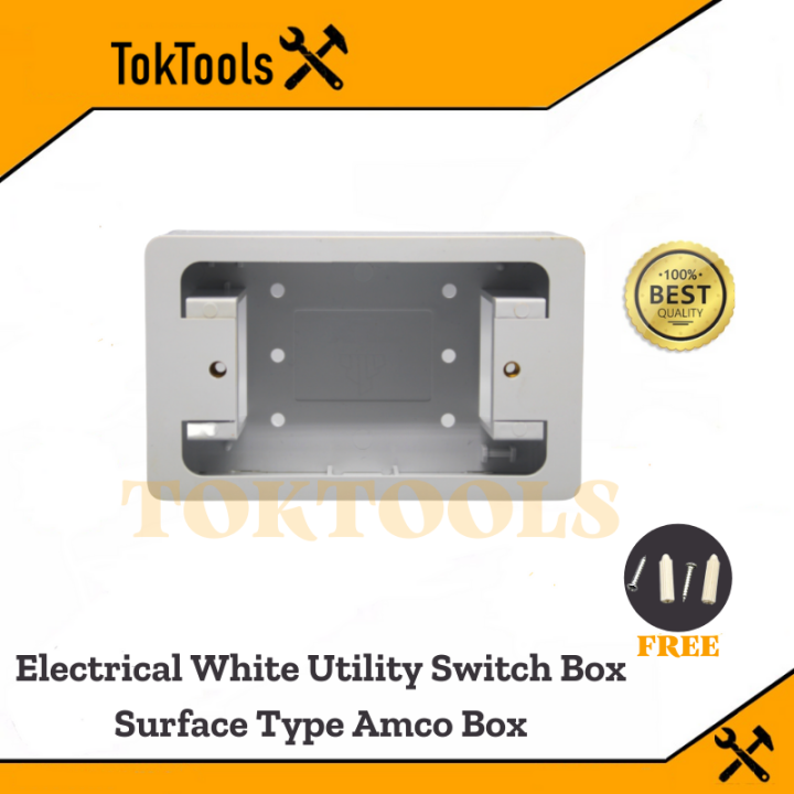 Electrical White Utility Box Surface Switch Amco Box 2x4 Square PVC ...