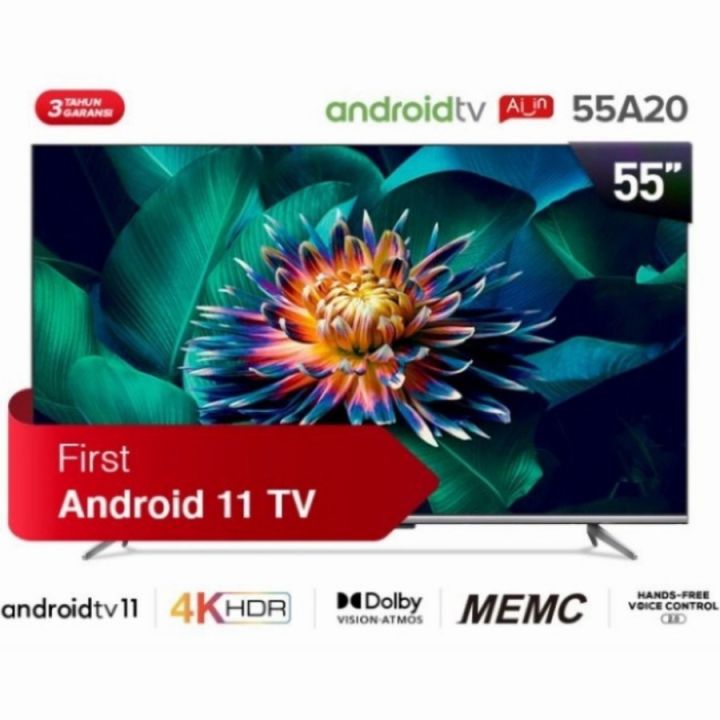 TCL Android Smart Tv 55inch 55A20 55" UHD 4K HDR Android11 55in 55 A20 | Lazada Indonesia