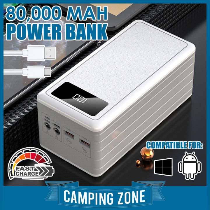 CAMPING ZONE 80000mAh Power Bank 2 USB 22.5W Fast Charging External ...