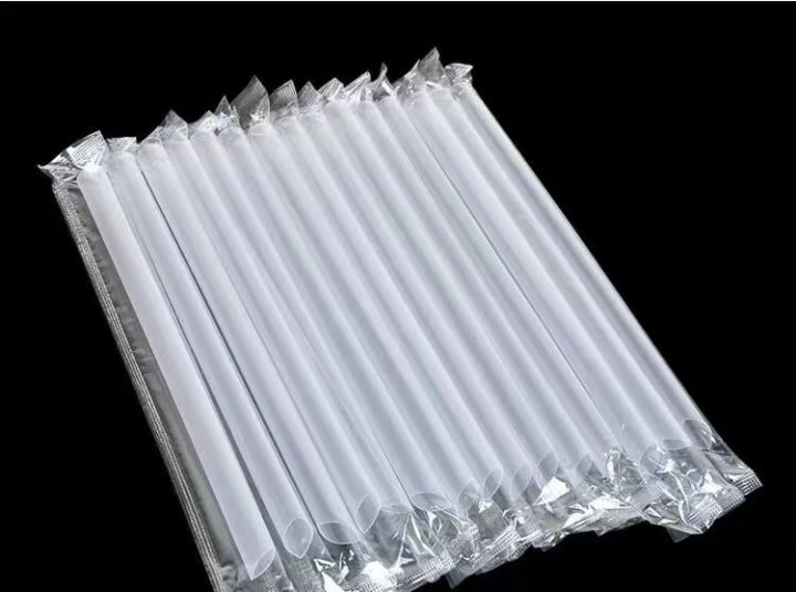 100pcs/Single wrapped boba straw long white/black 230mm*11mm for Pear ...