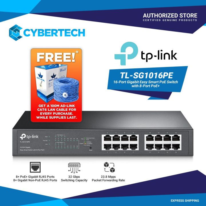 Tp-Link TL-SG1016PE 16-Port Gigabit Easy Smart Poe Switch With 8-Port Poe+ | Lazada PH