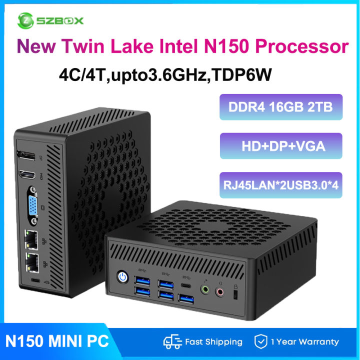 SZBOX N150 Mini PC Windows 11 8GB DDR4 3200MHz 512GB 2.5G LAN 4K Office ...