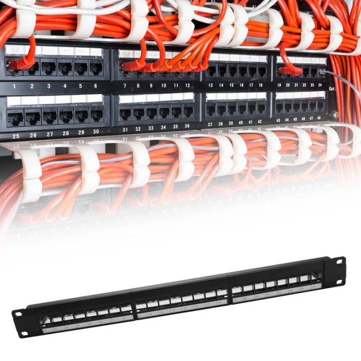 TECHCHIP-19Inch 1U Cabinet Rack Pass-Through 24 Port CAT6 Patch Panel ...