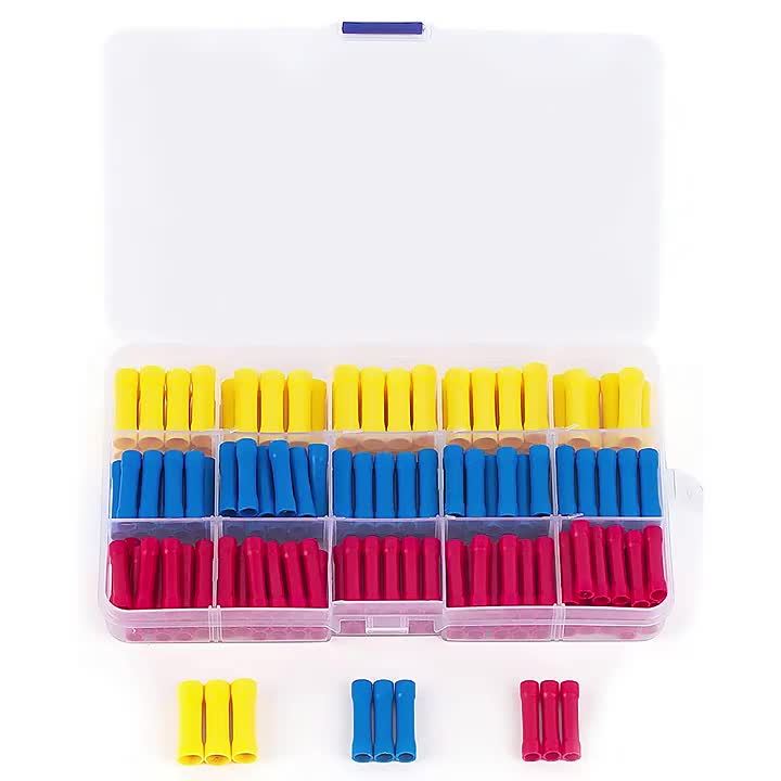 200 Pieces BV1.25/BV2/BV5.5 Red and Blue and Yellow Butt Joint Crimping ...