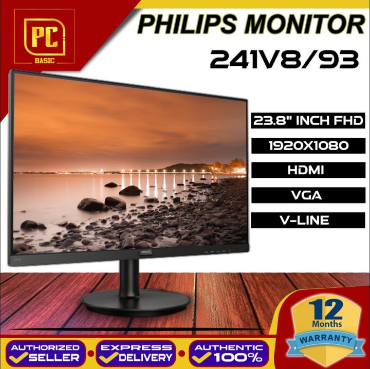 Philips Desktop Computer Monitor 241V8/93, 23.8 Inches Full HD, V-Line ...