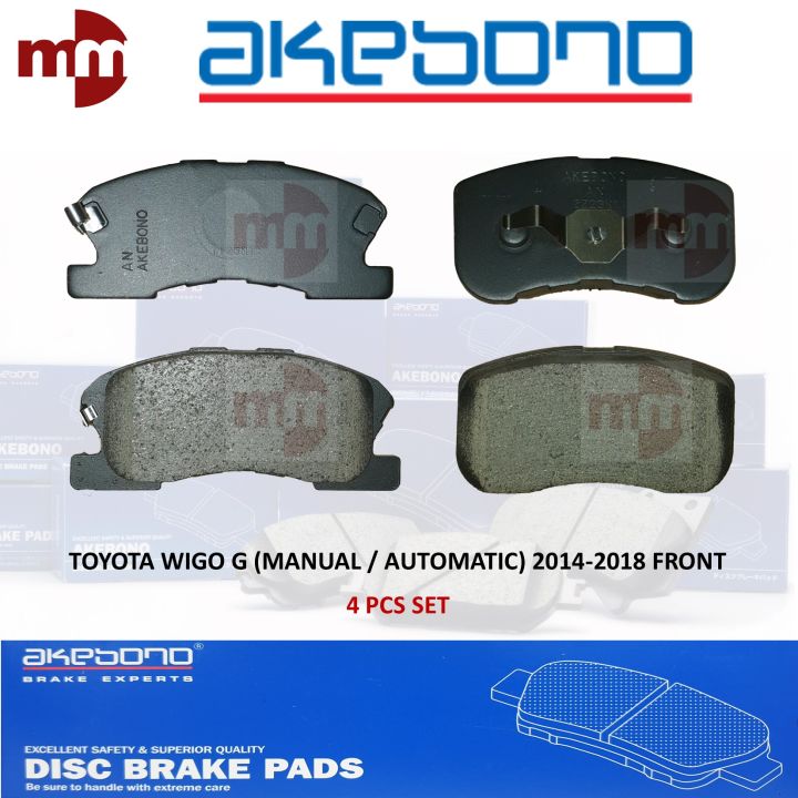 AKEBONO BRAKE PADS for TOYOTA WIGO G (MANUAL / AUTOMATIC) 2014-2018 ...