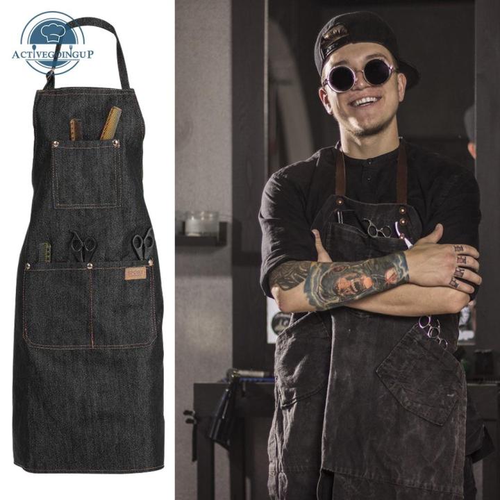 Adjustable Salon Hair Cutting Hairdresser Barber Denim Apron Cooking ...