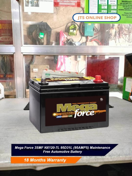 Mega Force 3SMF NX120-7L 95D31L (95AMPS) Maintenance Free Automotive ...