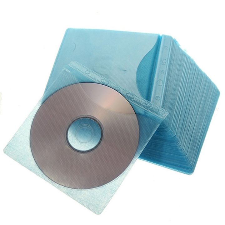 100Pcs CD DVD Disc Cover Storage Case Bag Double Side Sleeve Holder ...