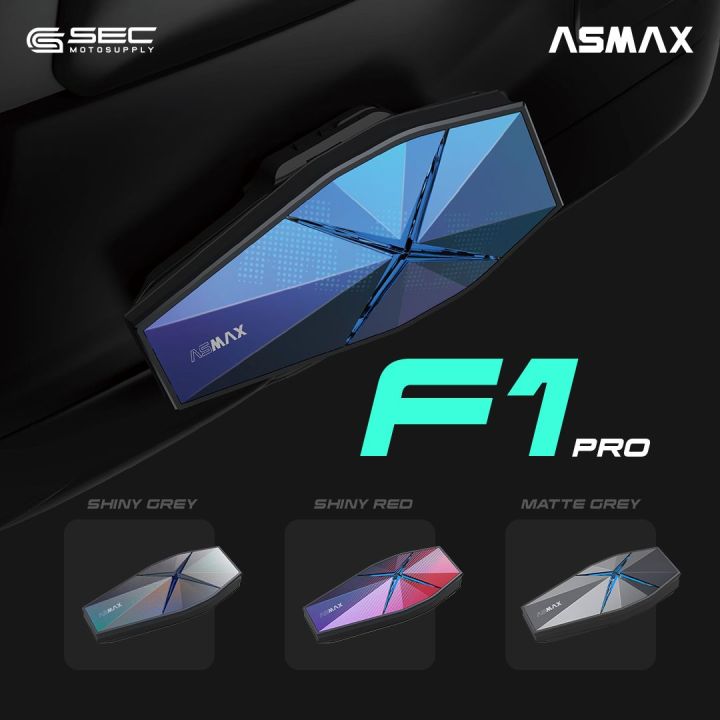 ASMAX F1 Pro Helmet Bluetooth Intercom (Matt Gray / Shiny Grey / Shiny ...