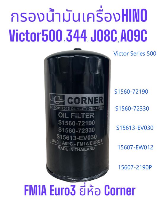 ไส้กรองน้ำมันเครื่องHINO Victor Series500,JO8C-T No.15607-2190P, S1560 ...