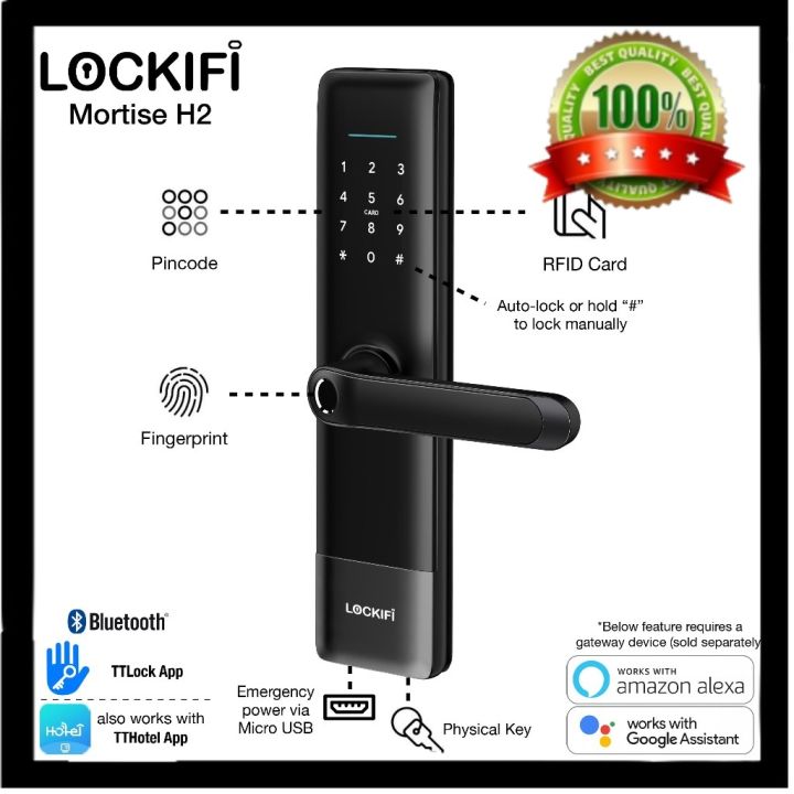 Delivery Fast- Lockifi Smart Lock Mortise Handle H2 Black - TTLock app ...