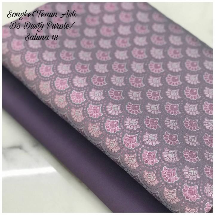 Songket Tenun Asli Set Matching Kain Plain Royal Saluna Open Meter ...