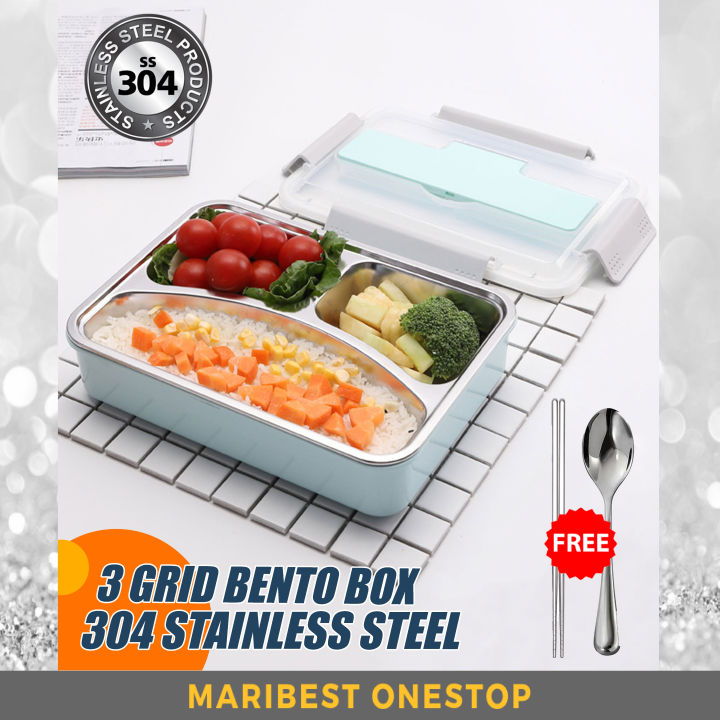 3 Grid 304 Stainless Steel Keep Warm Lunch Box Bento Box Food Container ...