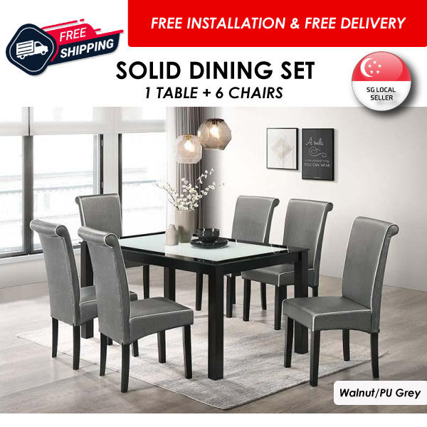 ASTAR Modern Tempered Glass Top Dining Table and Chairs set (FREE ...