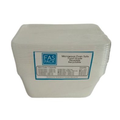 Fas Pack 1000mL Rectangular Plastic Container ( 10 pcs per pack ...