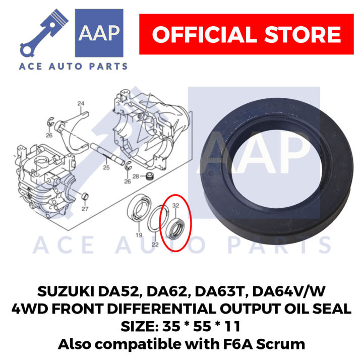 Suzuki K6A 4X4 Front Differential Oil Seal Multicab/Transformer DA52 ...