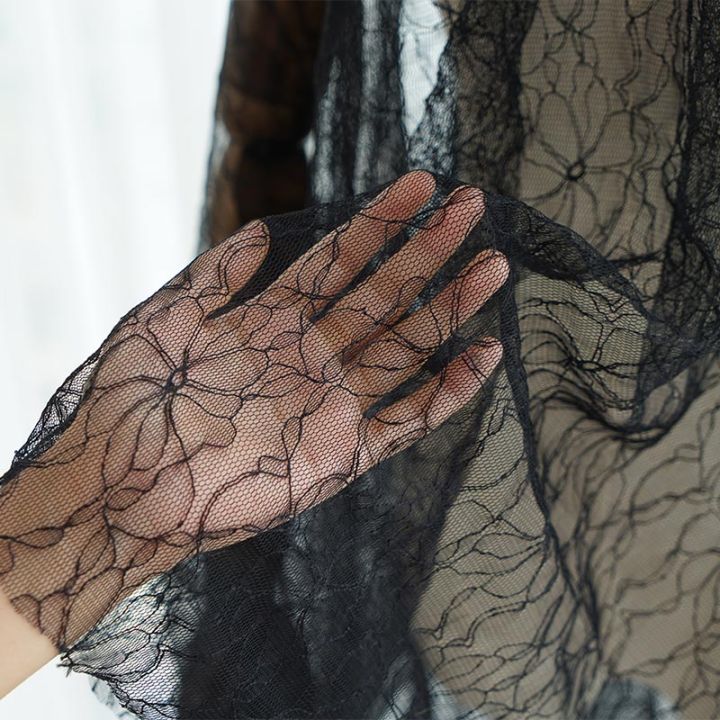 Black Mesh Fabric Decorative Mesh Fabric 100% Acrylic Jacquard Tulle ...