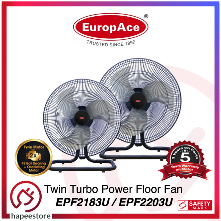 EuropAce 18 / 20 Inch Power Desk Floor Fan Twin Turbo Motor EPF 2183U ...