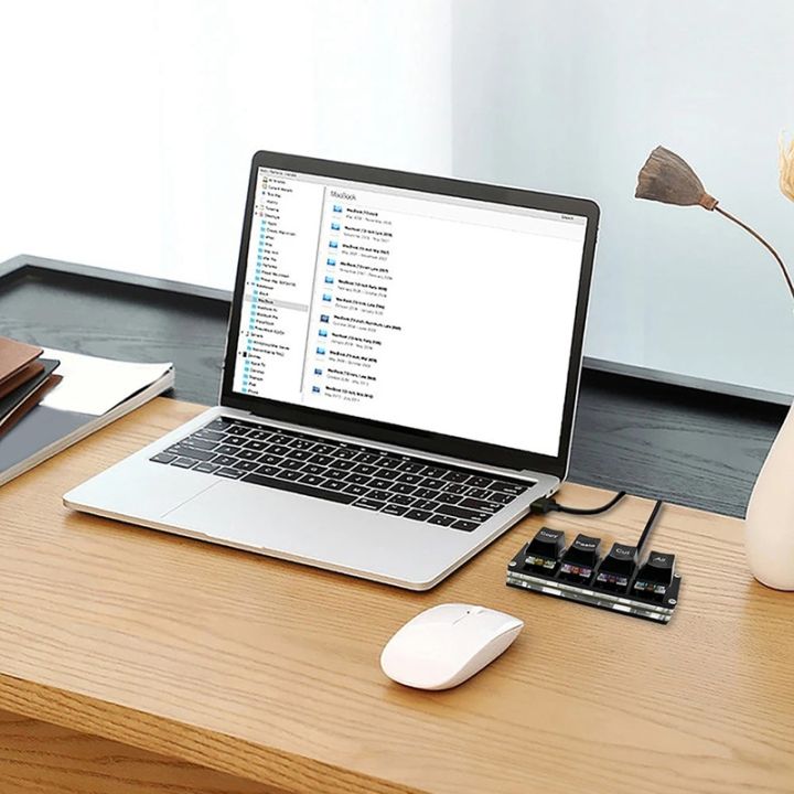 Mini 4-Key Select Copy Paste Cut All Macro Pad Shortcut One Handed Keyboard RGB Gaming ...