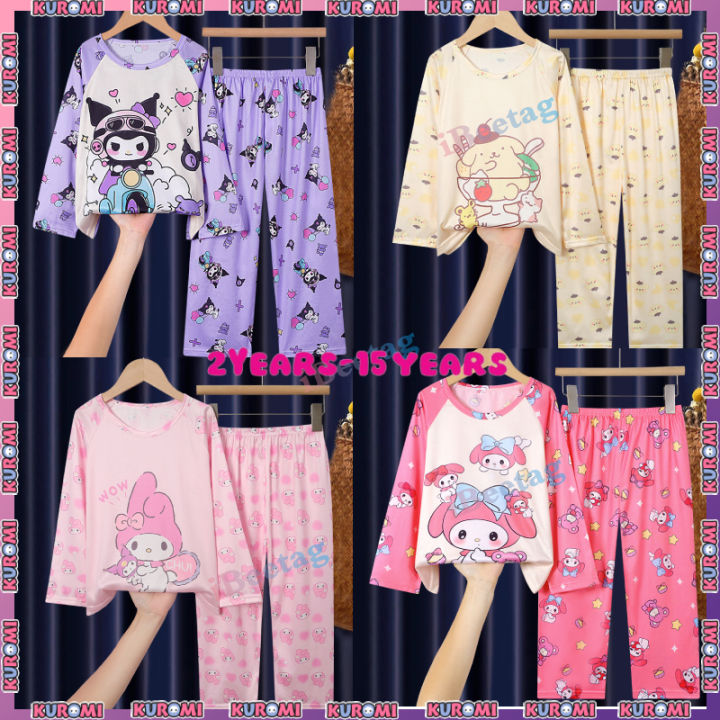 Kids Boy and Girl Long Sleeve Pyjamas Set Sanrio Kuromi Melody ...